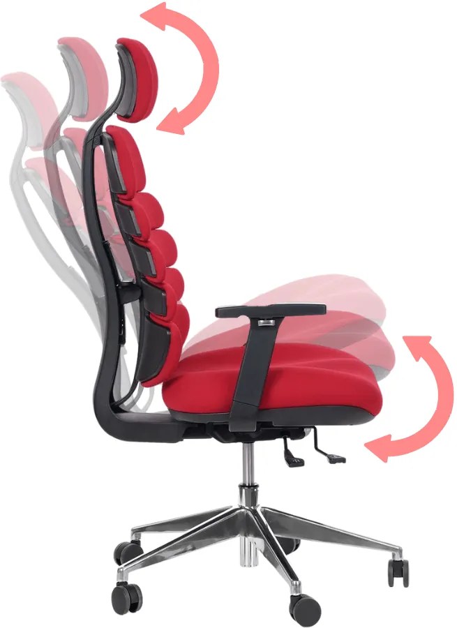 MERCURY Ergonomická kancelářská židle WORKEASE - červená látka