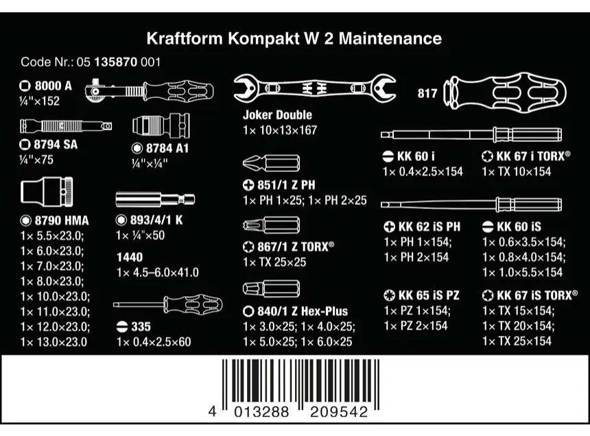 Wera 135870 Nářadí pro údržbářské práce Kraftform Kompakt W 1 údržba (Sada 35 dílů)