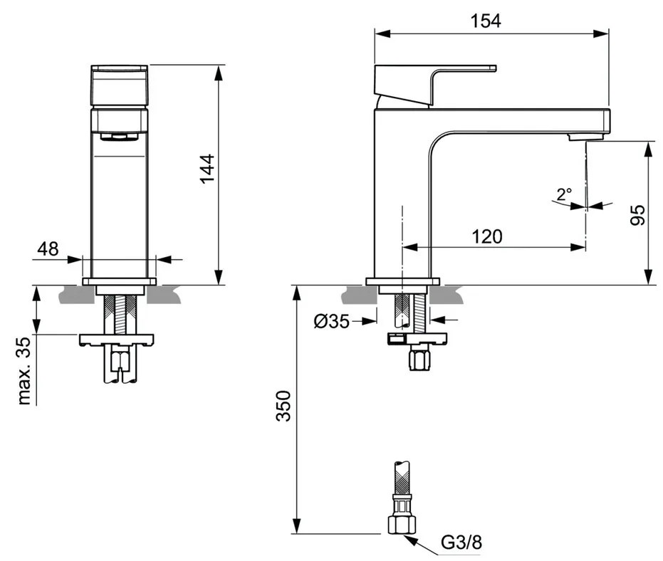 Ideal Standard Edge - Umyvadlová baterie SLIM bez odtokové garnitury, Chrom A7103AA