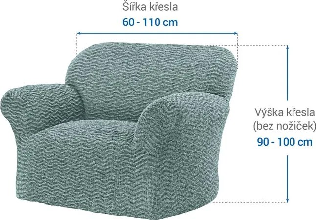 Bielastické potahy CRISTINA mátová křeslo (š. 60 - 110 cm)