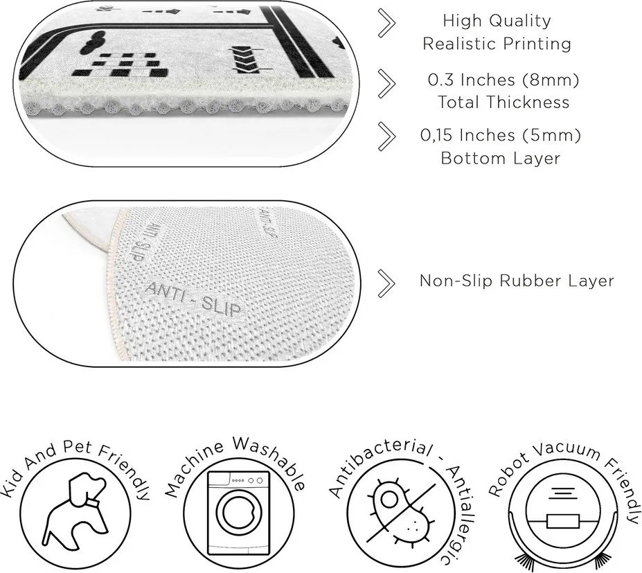Černobílý pratelný dětský hrací koberec ø100 cm In My Town – Mila Home
