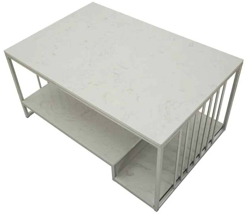 Designový konferenční stolek Gabouray 90 cm bílý / stříbrný