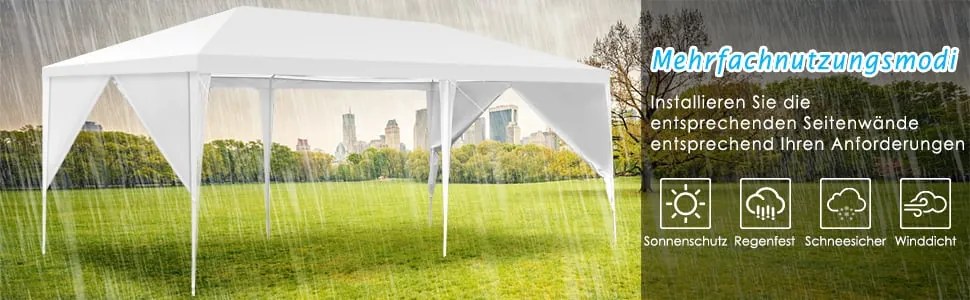 Costway Zahradní pavilon párty stan se 4 odnímatelnými bočními stěnami pavilon