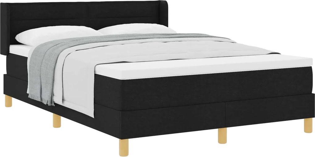 Postel s boxspringem s matrací s čelo Černý 200 x 160 cm textil 3341239