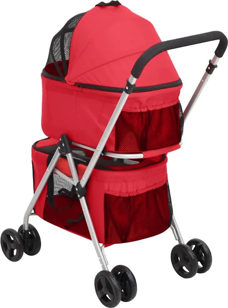 2patrový skládací kočárek pro psa červený 83x48x97 cm oxford 172206