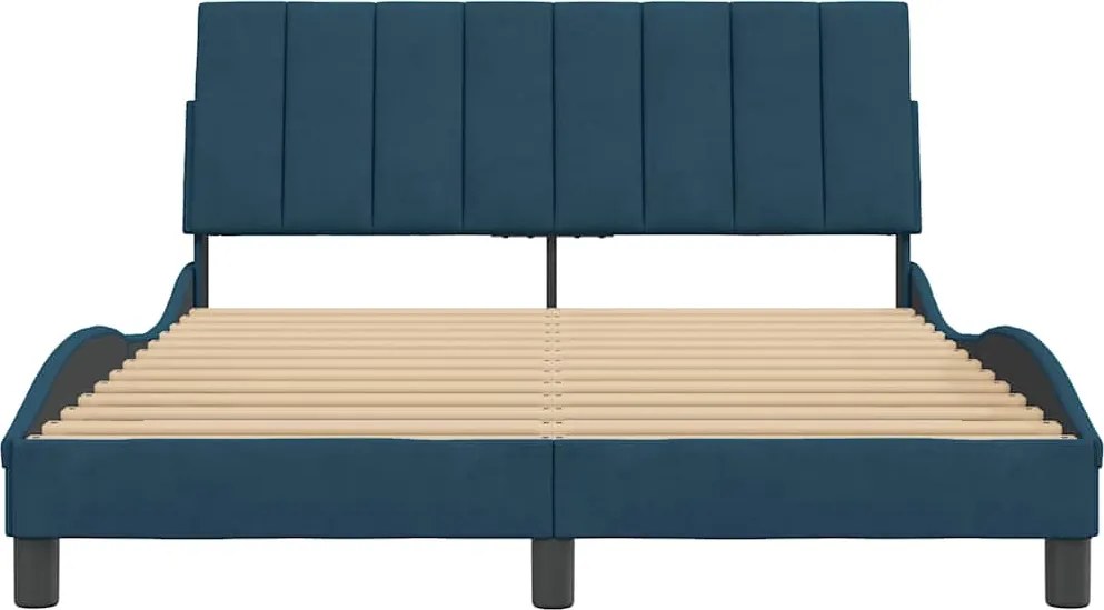Rám postele bez matrace Hanko modrý 140 x 190 cm samet 3207847