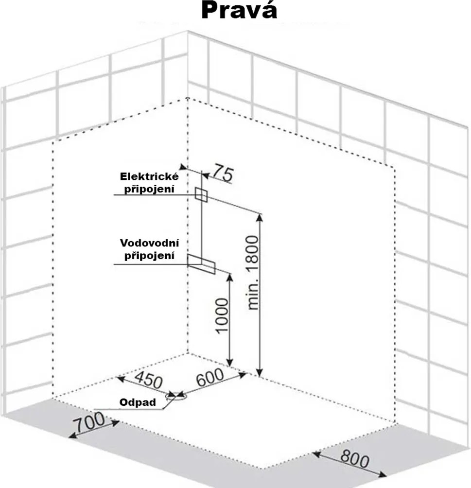 BPS-koupelny Hydromasážní box HYD-Victor 120 P, 120x85 pravý bez sauny