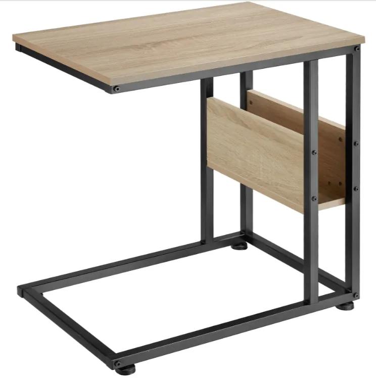Tectake Odkládací stolek Wigan 55x36,5x60cm Industrial světlé dřevo, dub Sonoma