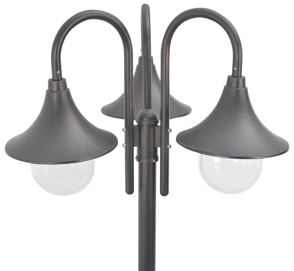 vidaXL Marketos Zahradní sloupová lampa 3 ramena E27 220 cm hliník bronzová