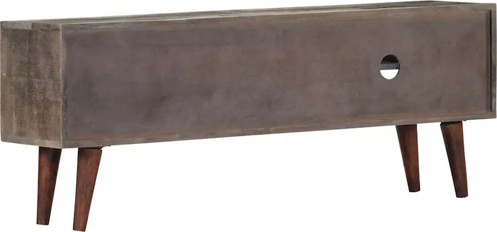 TV stolek šedý 130 x 30 x 46 cm masivní hrubý mangovník 282743