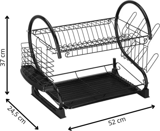 Odkapávač na nádobí 2 patra 52x24,5 cm SPRINGOS RINSERO černý