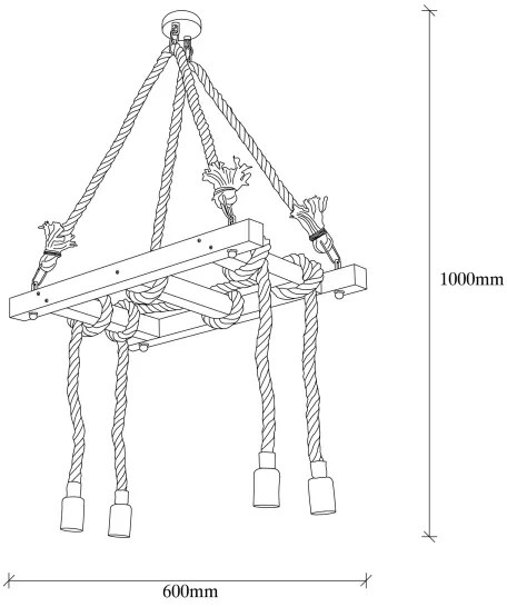 Lustr na lanku EREBOS 4xE27/40W/230V hnědá