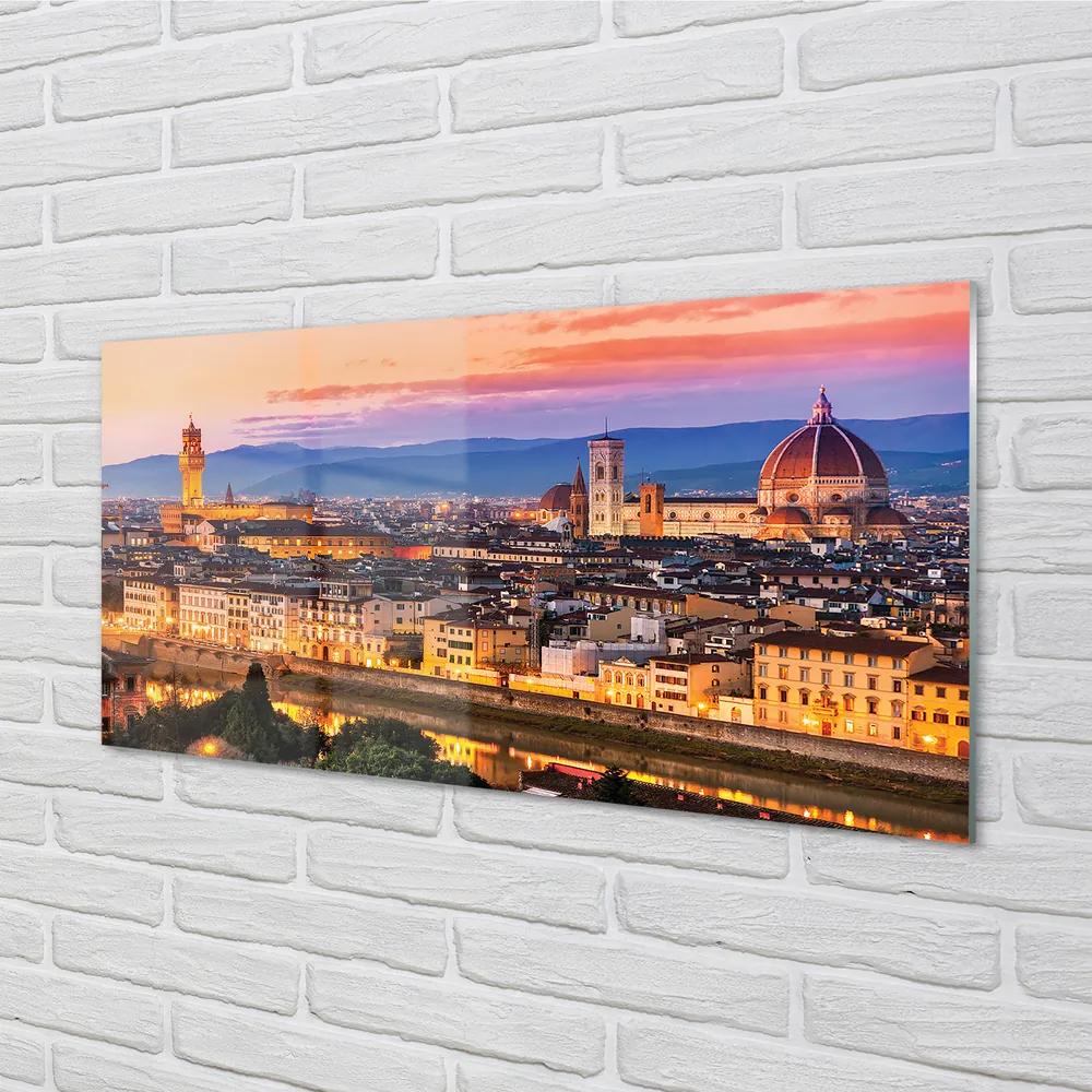 akrylový obraz Italy Panorama noc katedrála 140x70 cm