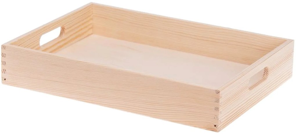 Dřevěný podnos hranatý s otvory po stranách - 30 x 20 cm