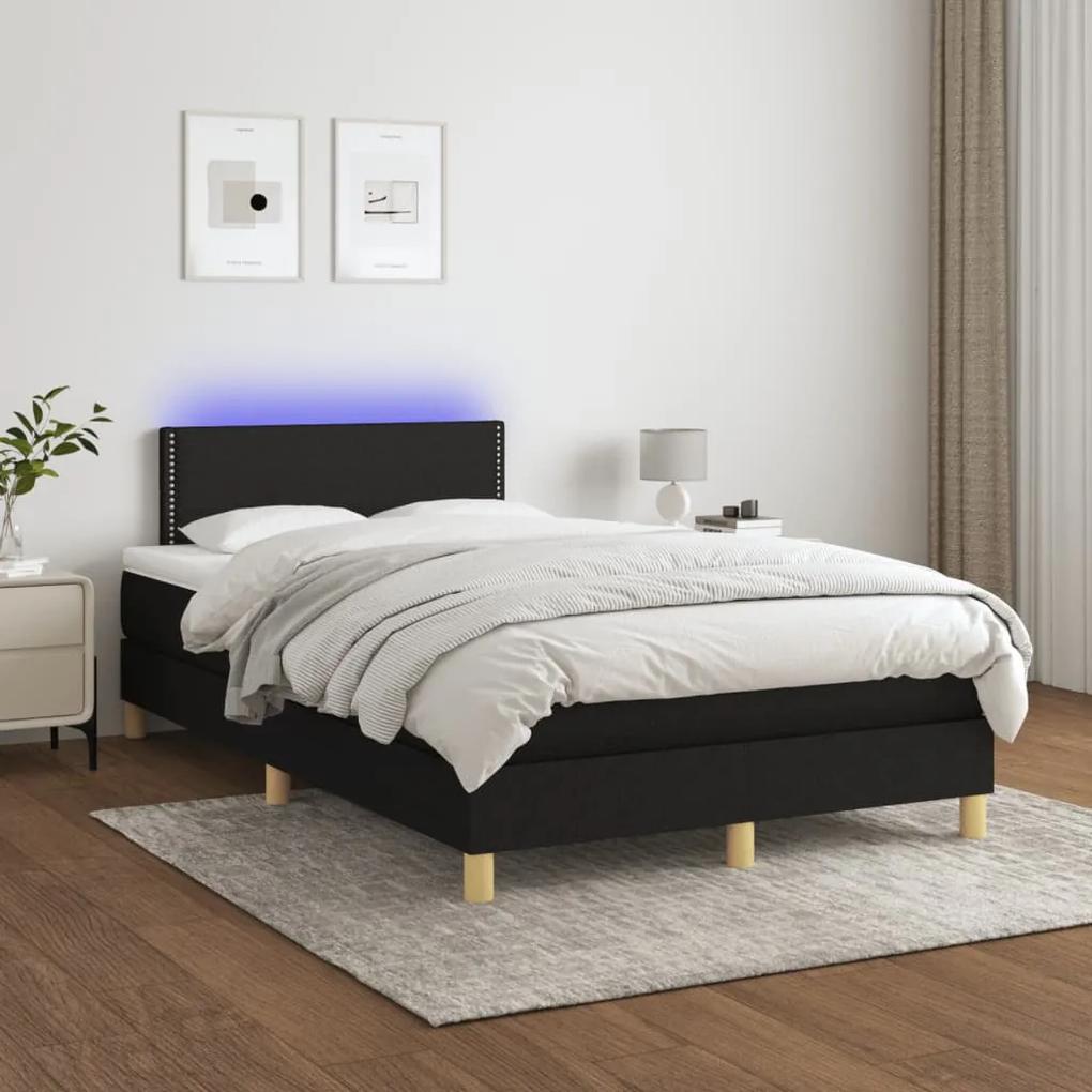 Box spring postel s matrací a LED černá 120 x 200 cm textil,  3133623