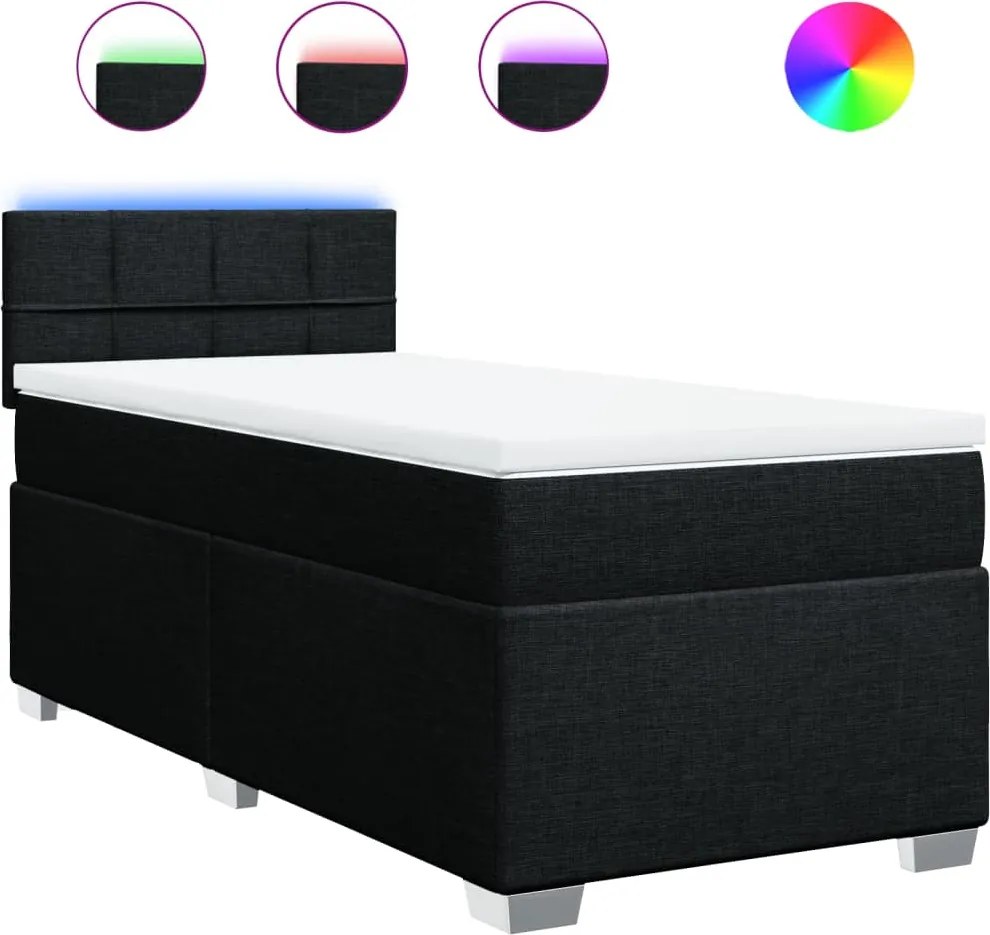 Box spring postel s matrací černá 80 x 200 cm textil 3288017
