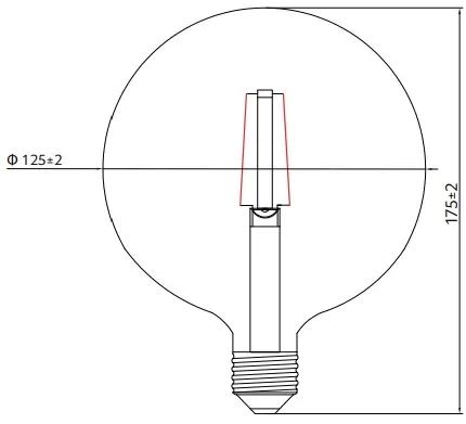 LED žárovka G125 8W teplá bílá