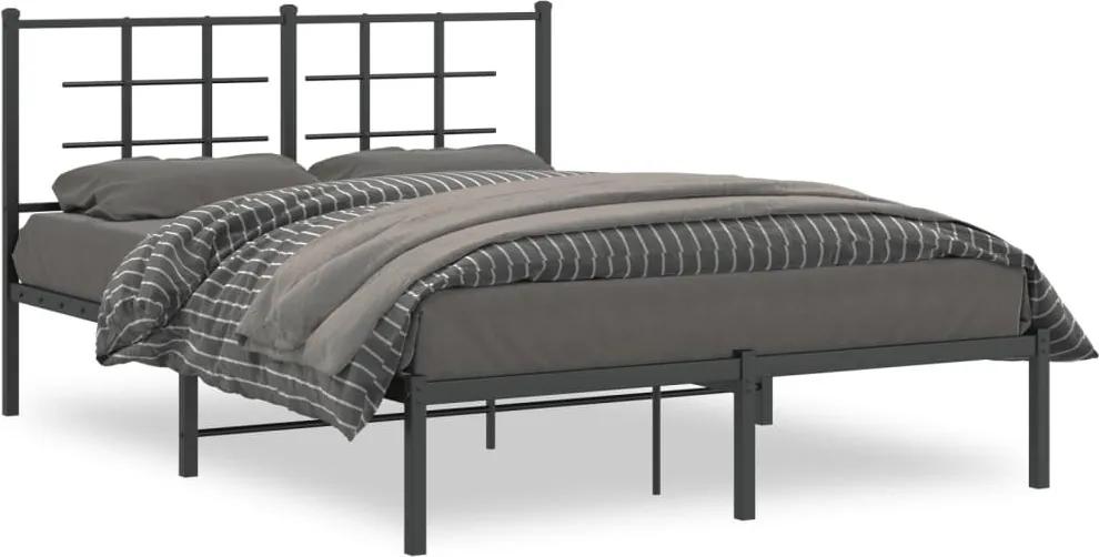 vidaXL Kovový rám postele s čelem 140 x 190 cm [355610] Barva: Černá