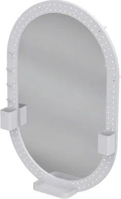 HOMCOM Zrcadlo na zeď s perforovanou deskou, dekorační zrcadlo 90x60 cm do obývacího pokoje, ložnice, bílé