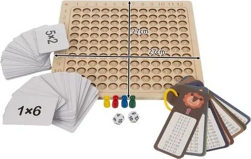 Dřevěná montessori hra výuka násobilky 12x12 Kruzzel 24639