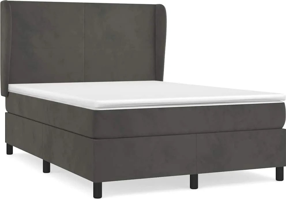 Box spring postel s matrací tmavě šedá 140x200 cm samet 3129094