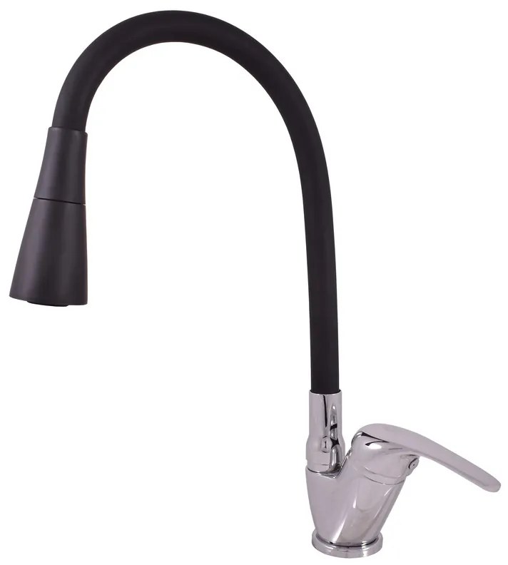 Slezák - RAV Dřezová baterie s flexibilním ramínkem SÁZAVA - SAx06.x/13, Černá/chrom Připojovací hadičky - závit: 1/2", Typ ovládací páky: Ovládací páka č.: 0 - (SA006.5/13)