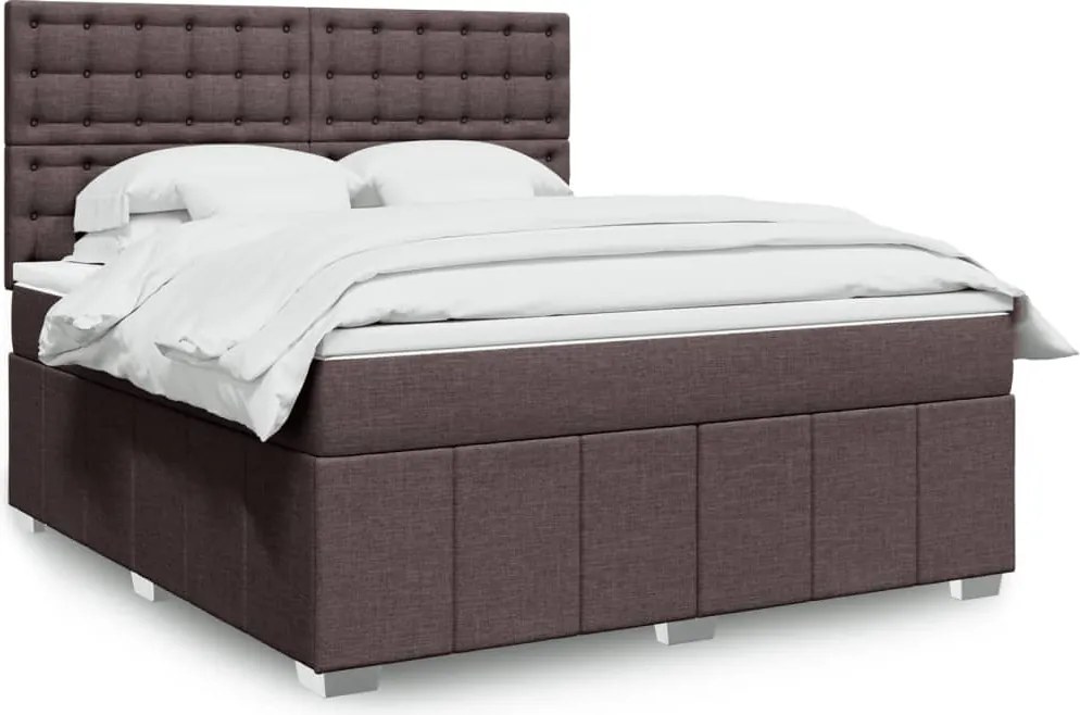 Box spring postel s matrací tmavě hnědá 180x200 cm textil 3294064