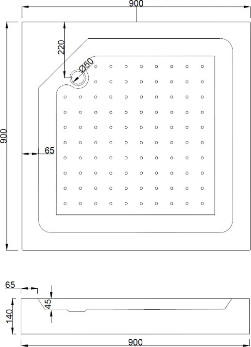 Mexen Rio, čtvercový sprchový kout 90(dveře)x90(dveře)x190 cm, 5mm čiré sklo-vzor pásky, černý profil + bílá sprchová vanička RIO, 860-090-090-70-20-4510