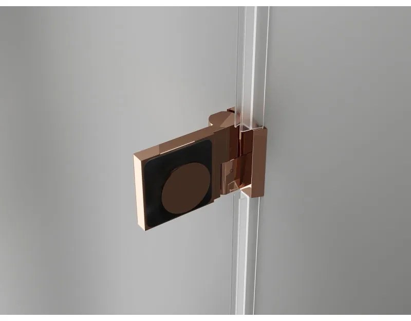 Mexen Lunar-B, pravostranný výklopný sprchový kout 100 x 70 cm, 8mm čiré sklo, profil měděná matná, 832-100-070-65-00-P
