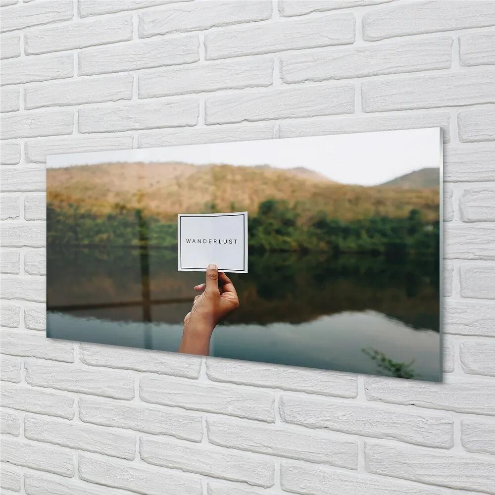 Obraz na skle Panorama ruční písmo 120x60 cm