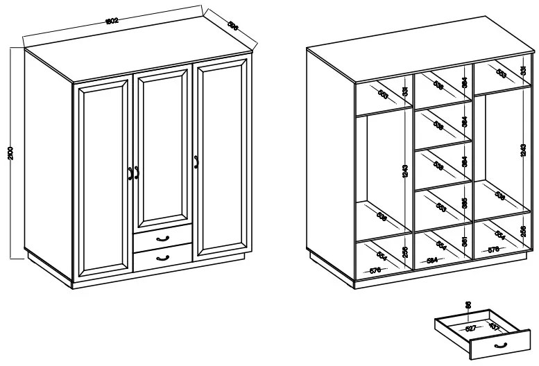 FALCO Šatní skříň Flower 180 Odstín: Dub artisan/bílá
