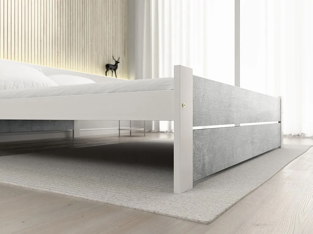 Postel IKAROS DOUBLE 140 x 200 cm, beton/bílá Matrace: Matrace Deluxe 10 cm, Rošt: S lamelovým roštem