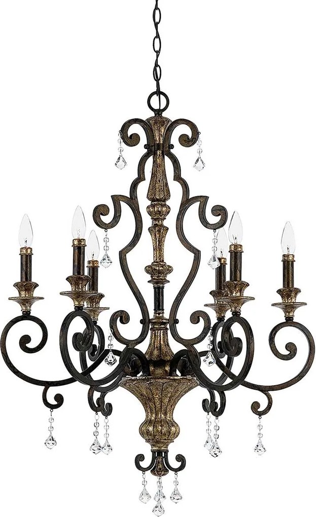 Elstead MARQUETTE A rustikální lustr 71 cm 6xE14 starý bronz