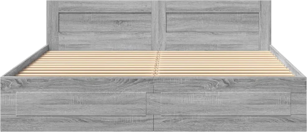 Rám postele s čelem šedý sonoma 200 x 200 cm kompozitní dřevo 3295539