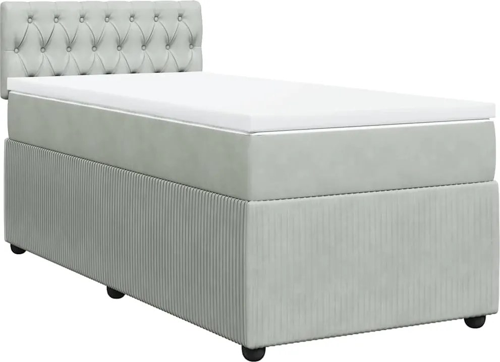 Box spring postel s matrací světle šedá 100x200 cm samet 3289968