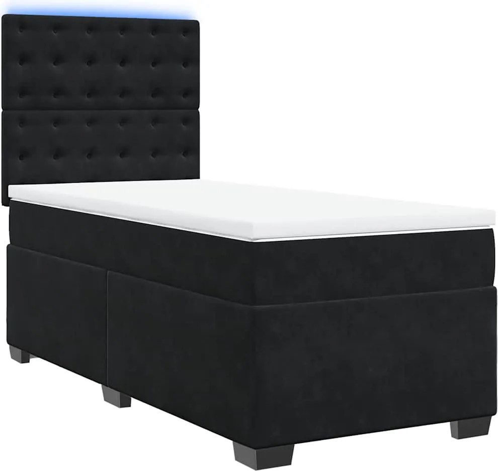 Box spring postel s matrací černá 90x190 cm samet 3293100