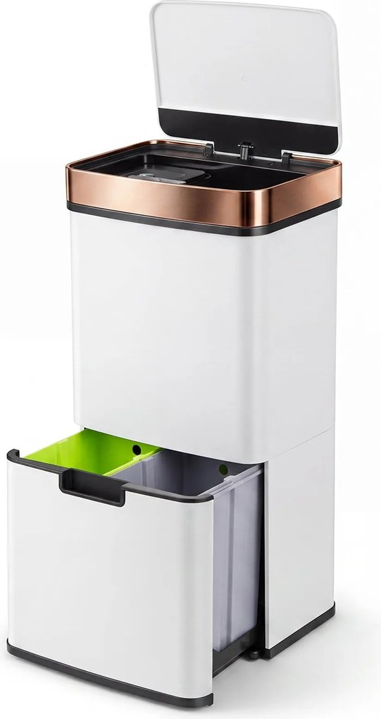 Costway 72 L-odpadkový koš z nerezové oceli s odpadkovým košem 42 x 32–58 x