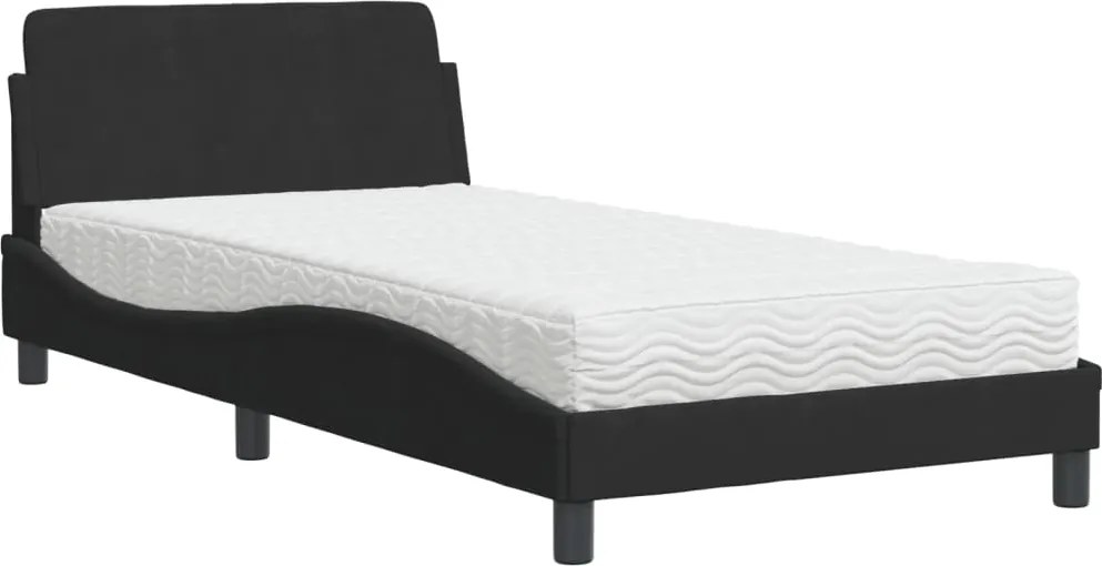 Postel s matrací Dover černá 100 x 200 cm samet 3208353