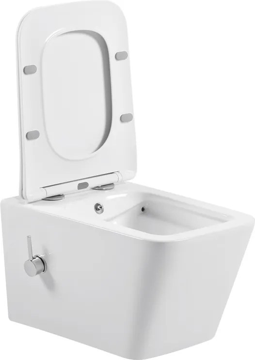 Erga Mery, závěsná WC mísa s funkcí bidetu, Rimless + toaletní sedátko, bílá lesklá, ERG-V03-MERY-RIM-BID-WH