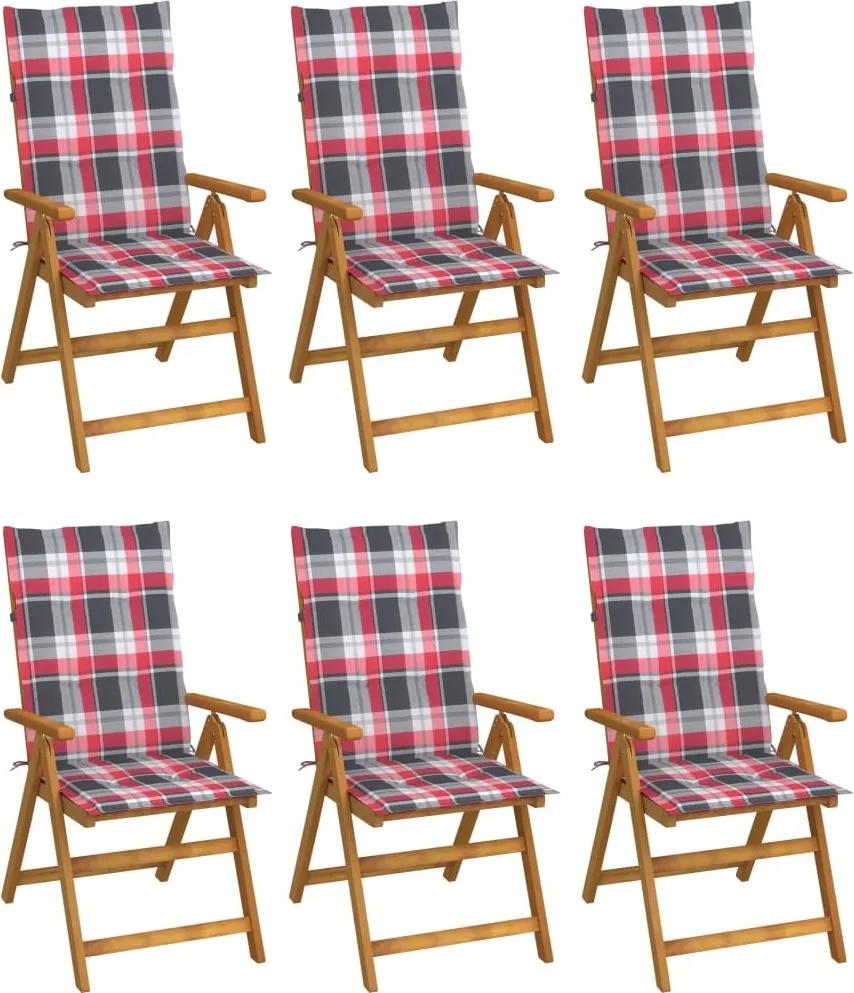 vidaXL Skládací zahradní židle s poduškami 6 ks masivní akácie [3064124] Barva: Vzor listí