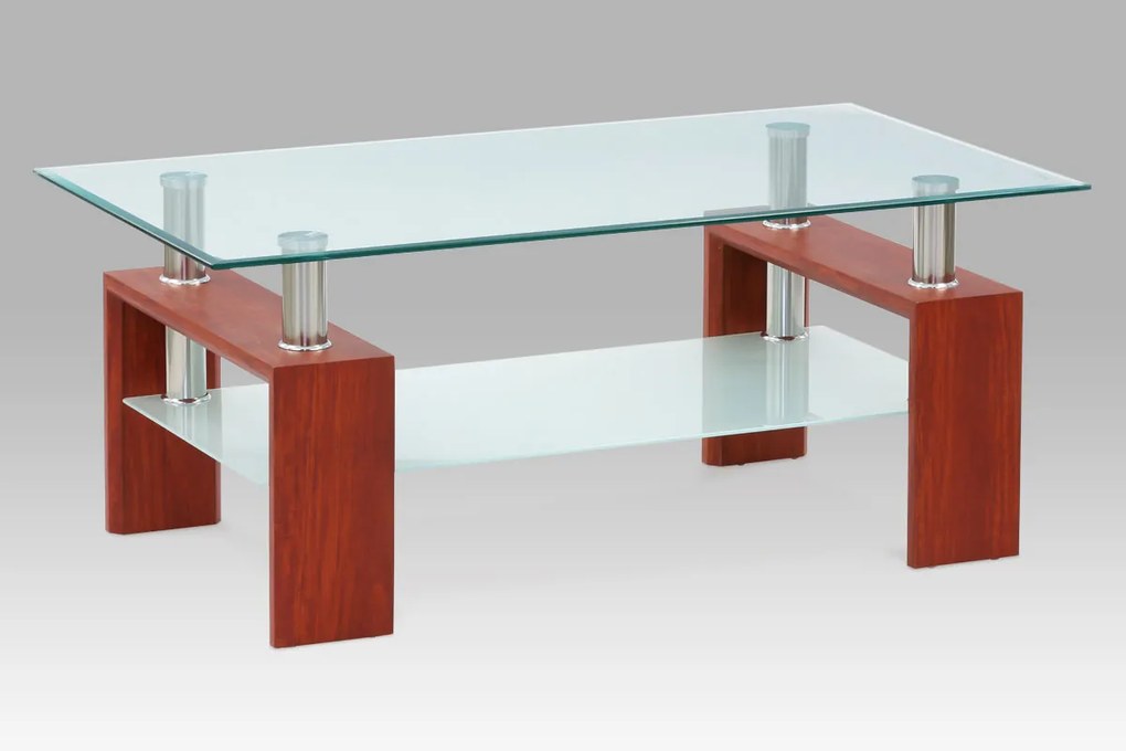 Konferenční stolek 110x60x45 cm, třešeň / čiré sklo 8 mm