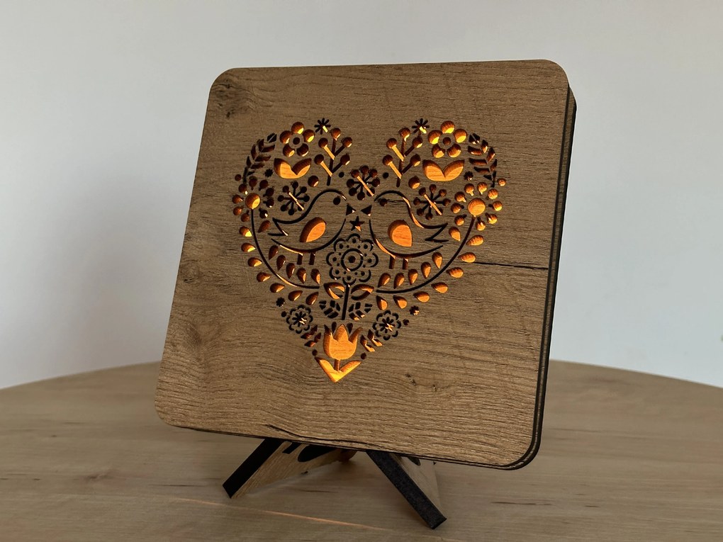 Li-Go "Srdce malované" lampa 19x19 cm provedení povrchu: dub světlý