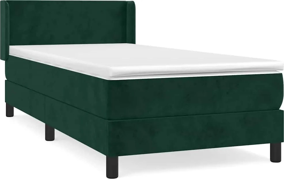 Box spring postel s matrací tmavě zelená 90x190 cm samet 3130814