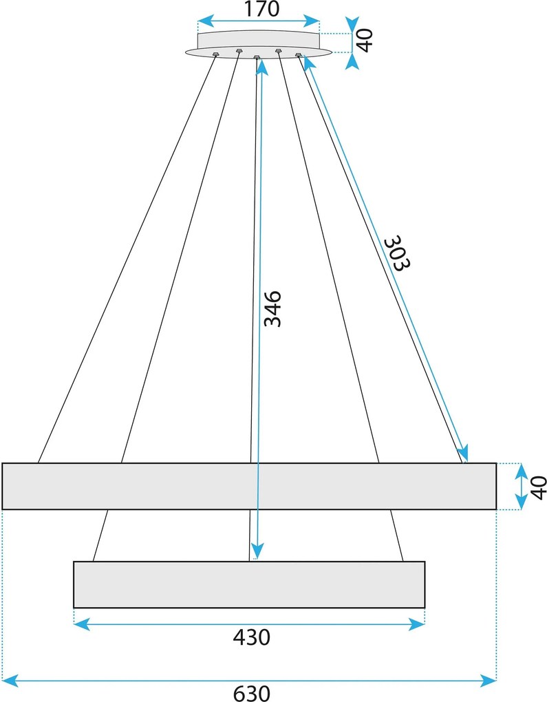 Toolight Toolight, LED závěsné osvětlení 63cm, 80W, G046-2CP, chromová, OSW-06314
