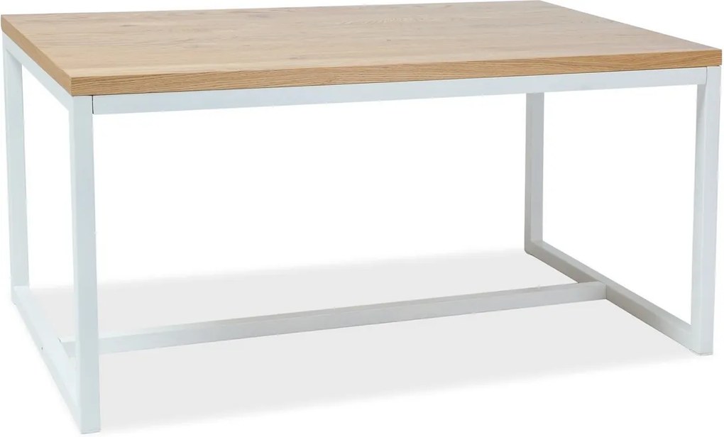 Jídelní stůl 150x90 cm z masivu v dekoru dub s bílou kovovou konstrukcí typ A KN444