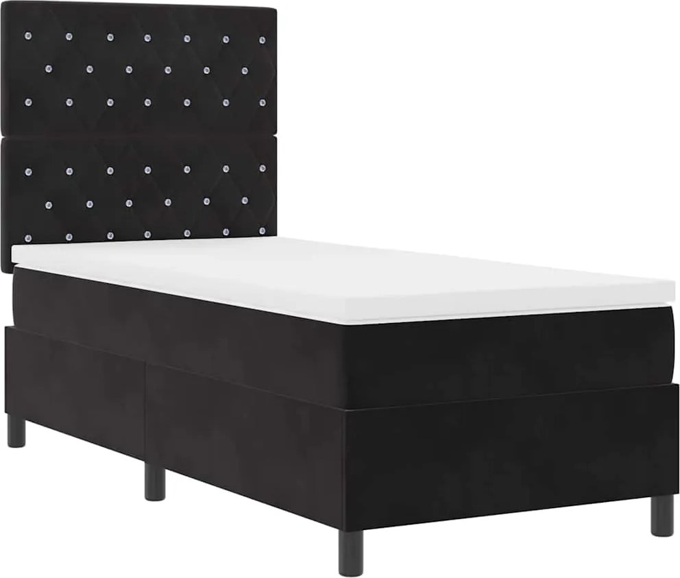 Postel s boxspringem s matrací s čelo Černý 90 x 190 cm samet 3339736