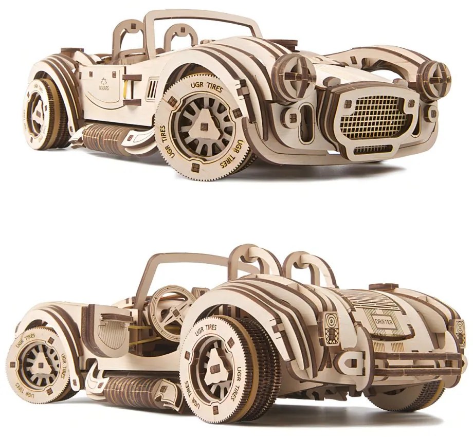 Ugears 3D dřevěné mechanické puzzle Driftující závoďák Cobra