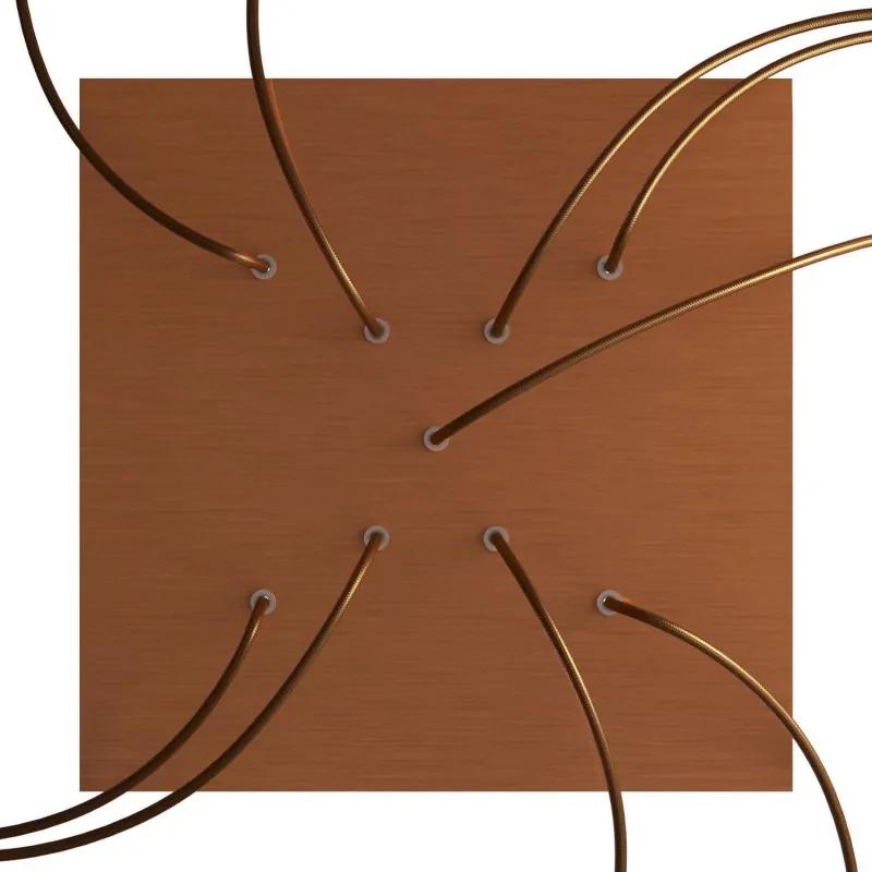 creative cables Čtvercový stropní baldachýn ROSE ONE, 400 mm, 9 otvorů a 4 boční otvory - tvar X Barva komponentu: Černá zrcadlo, Barva montury: Černá