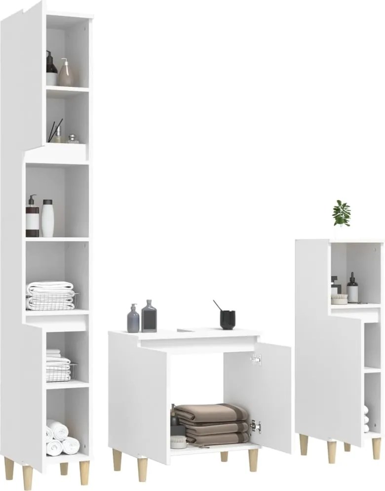 3dílný set koupelnového nábytku bílý kompozitní dřevo 3185581