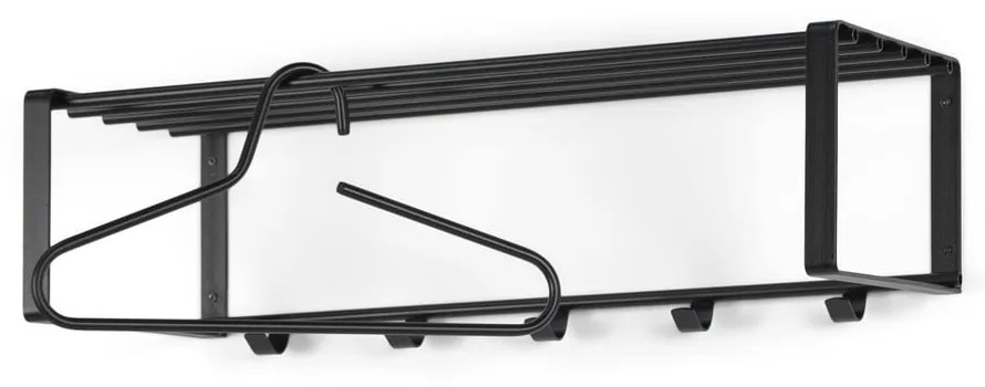 Černý kovový nástěnný věšák s poličkou Rex – Spinder Design